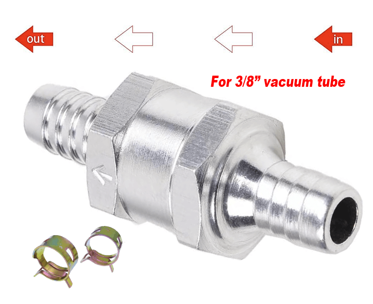 Billet check valve, hex, with hose clamps | Force 10 Brakes